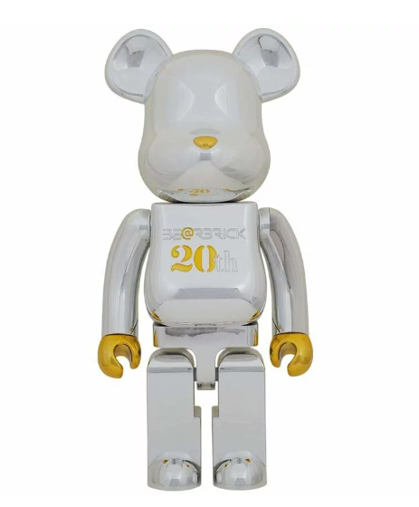 Bearbrick Medicom toy 20th Anniversary 400% Silver Chrome