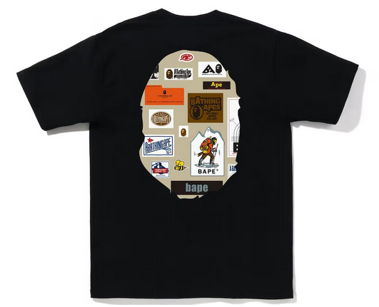 BAPE Multi Label Big Ape Head Tee Black – Pure Soles PH